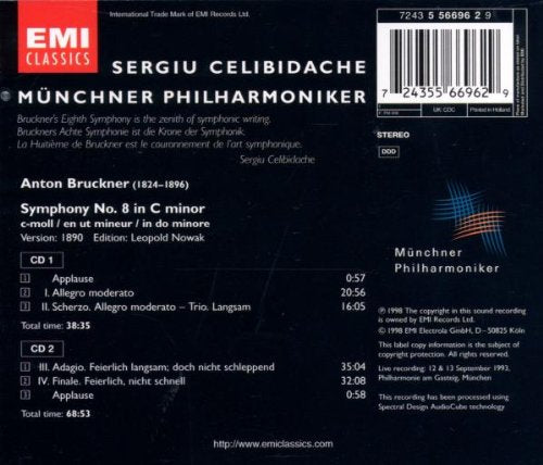 Bruckner: Symphony No. 8 - CELIBIDACHE, MUNCHNER PHILARMONIC (2 CDs) – ClassicSelect World