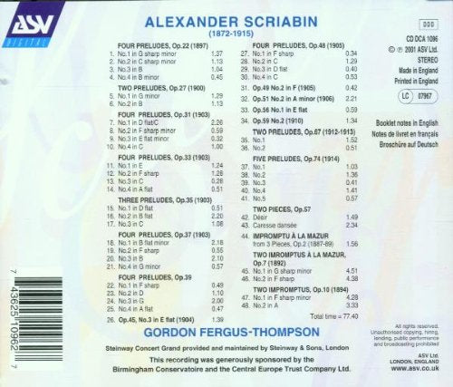 SCRIABIN: The Preludes - Gordon Fergus Thompson – ClassicSelect World
