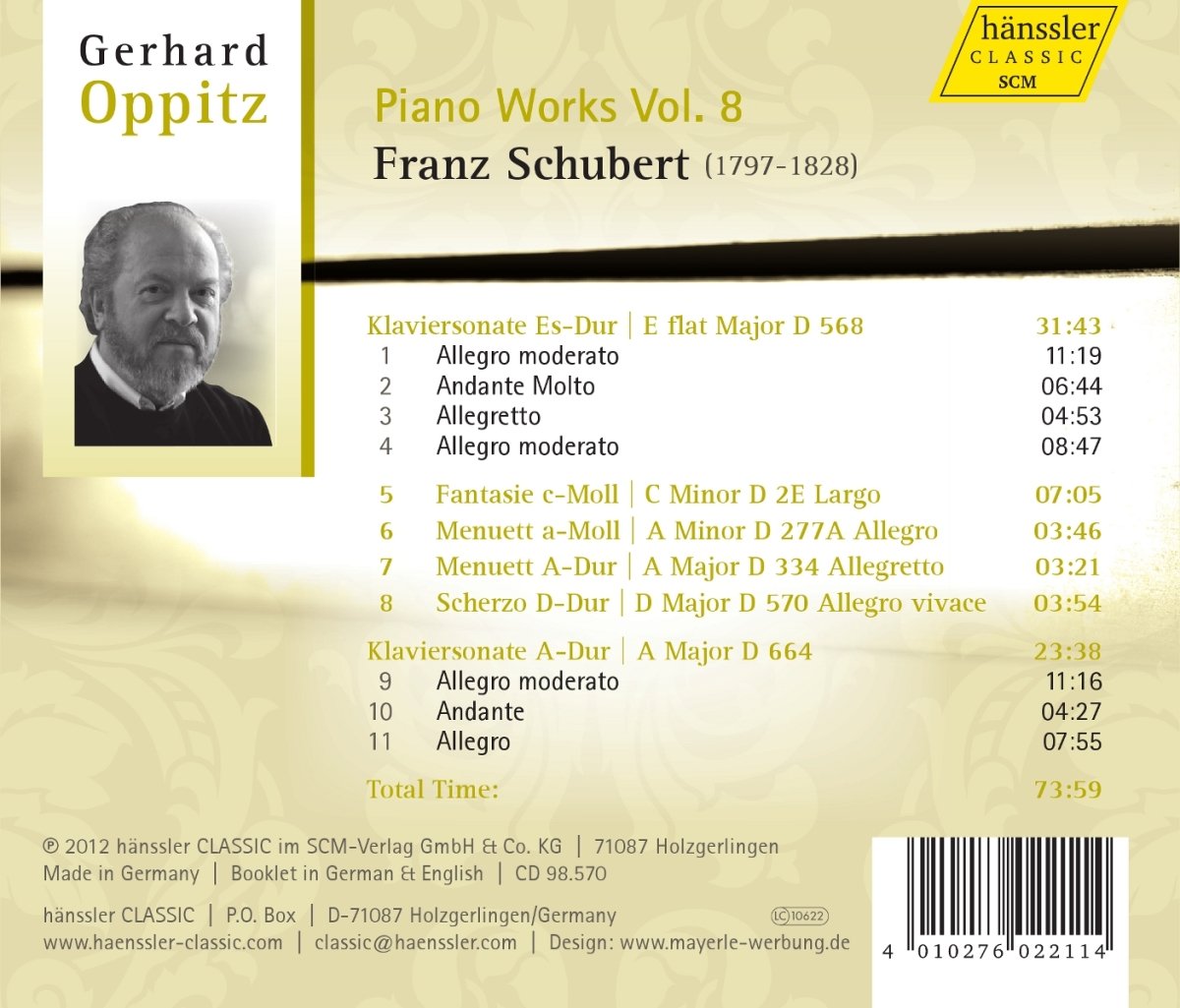 SCHUBERT: Piano Works, Vol. 8 - Gerhard Oppitz – ClassicSelect World
