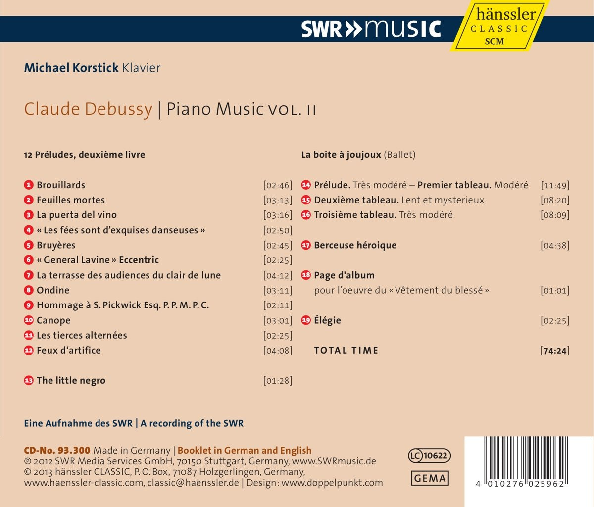 DEBUSSY: Piano Music, Vol. 2 - Michael Korstick – ClassicSelect World