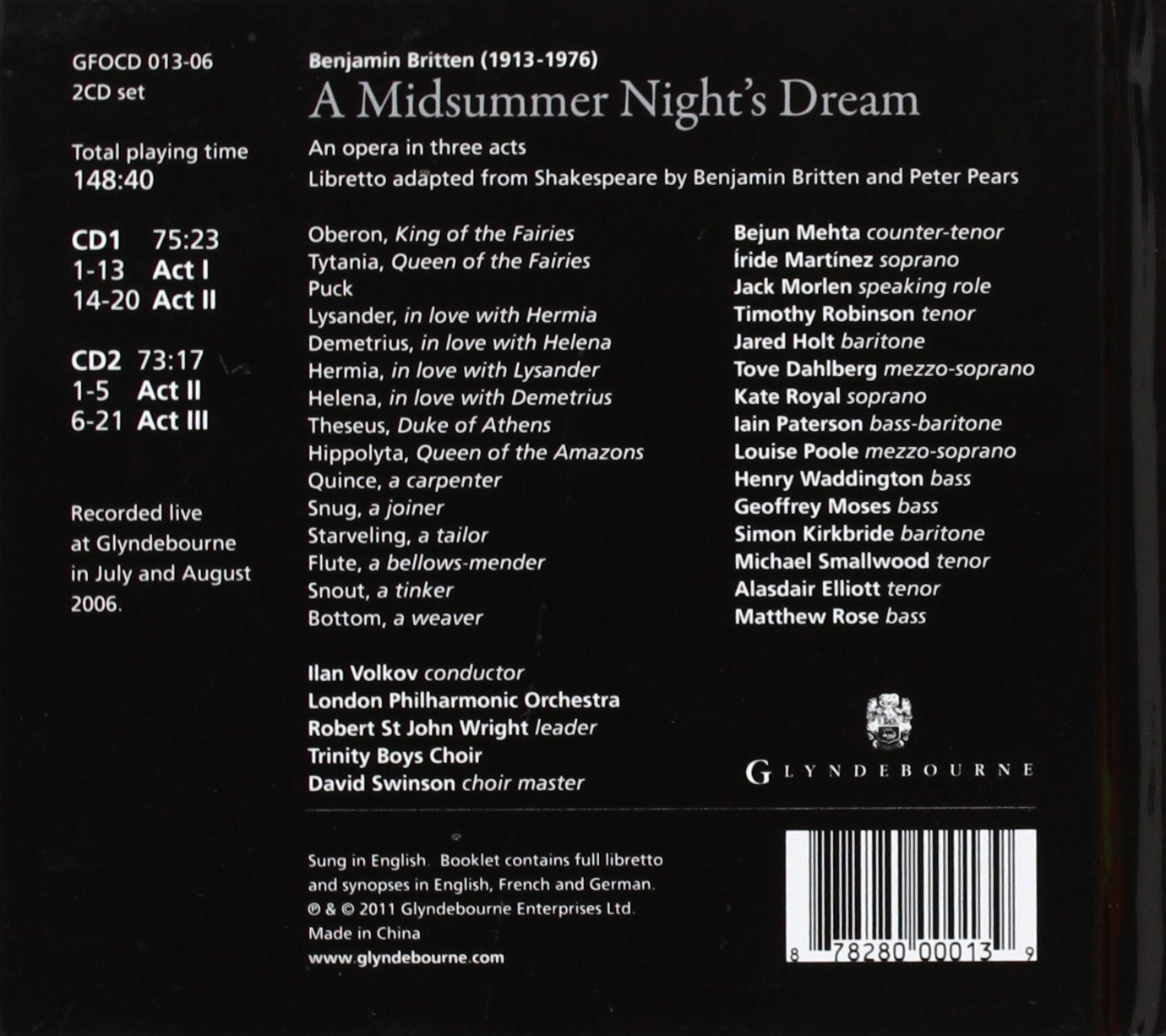 BRITTEN: A Midsummer Night's Dream - London Philharmonic Orchestra, Be ...