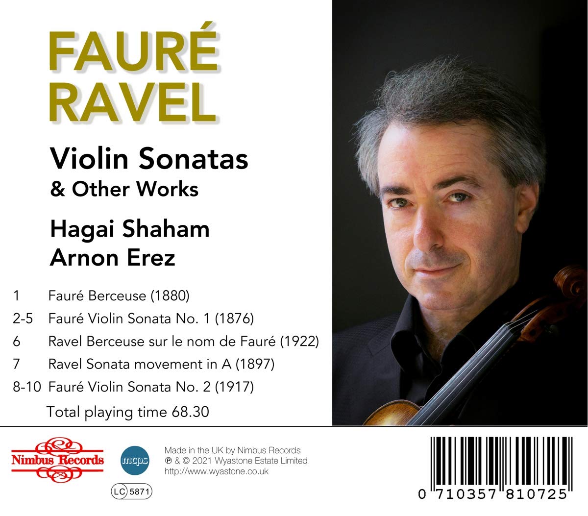 Faure & Ravel: Violin Sonatas & Berceuse - Hagai Shaham, Arnon Erez ...