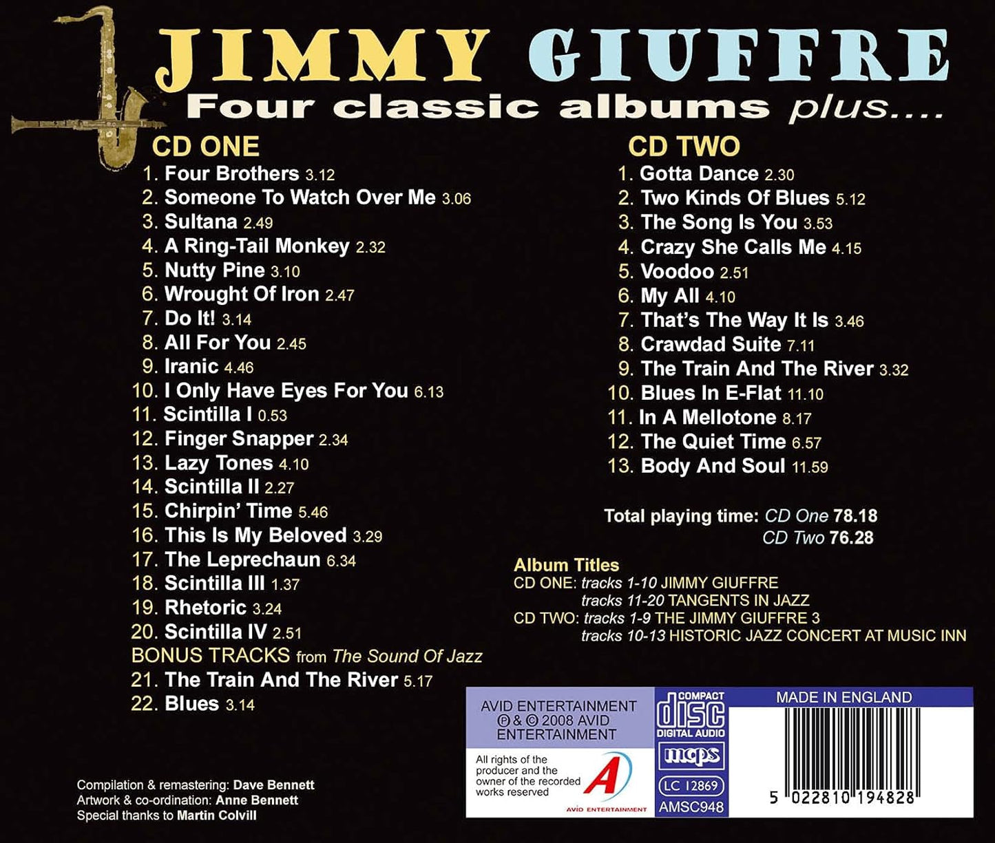 JIMMY GIUFFRE - Four Classic Albums Plus (Jimmy Giuffre / Tangents In ...