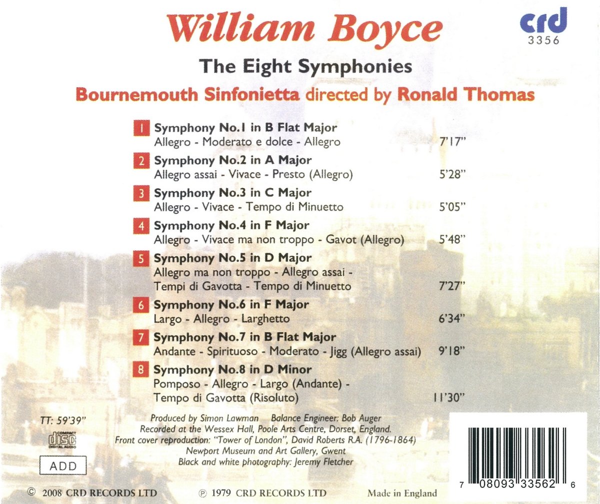 Boyce: The Eight Symphonies - Bournemouth Sinfonietta, Ronald Thomas – ClassicSelect World