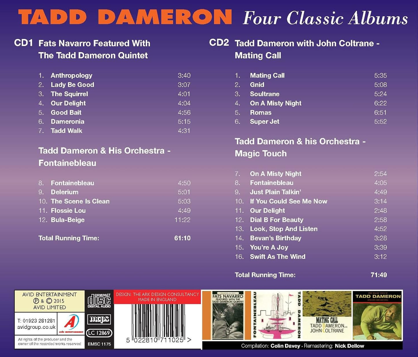 TADD DAMERON - Four Classic Albums (Fats Navarro Featured With The Tad ...