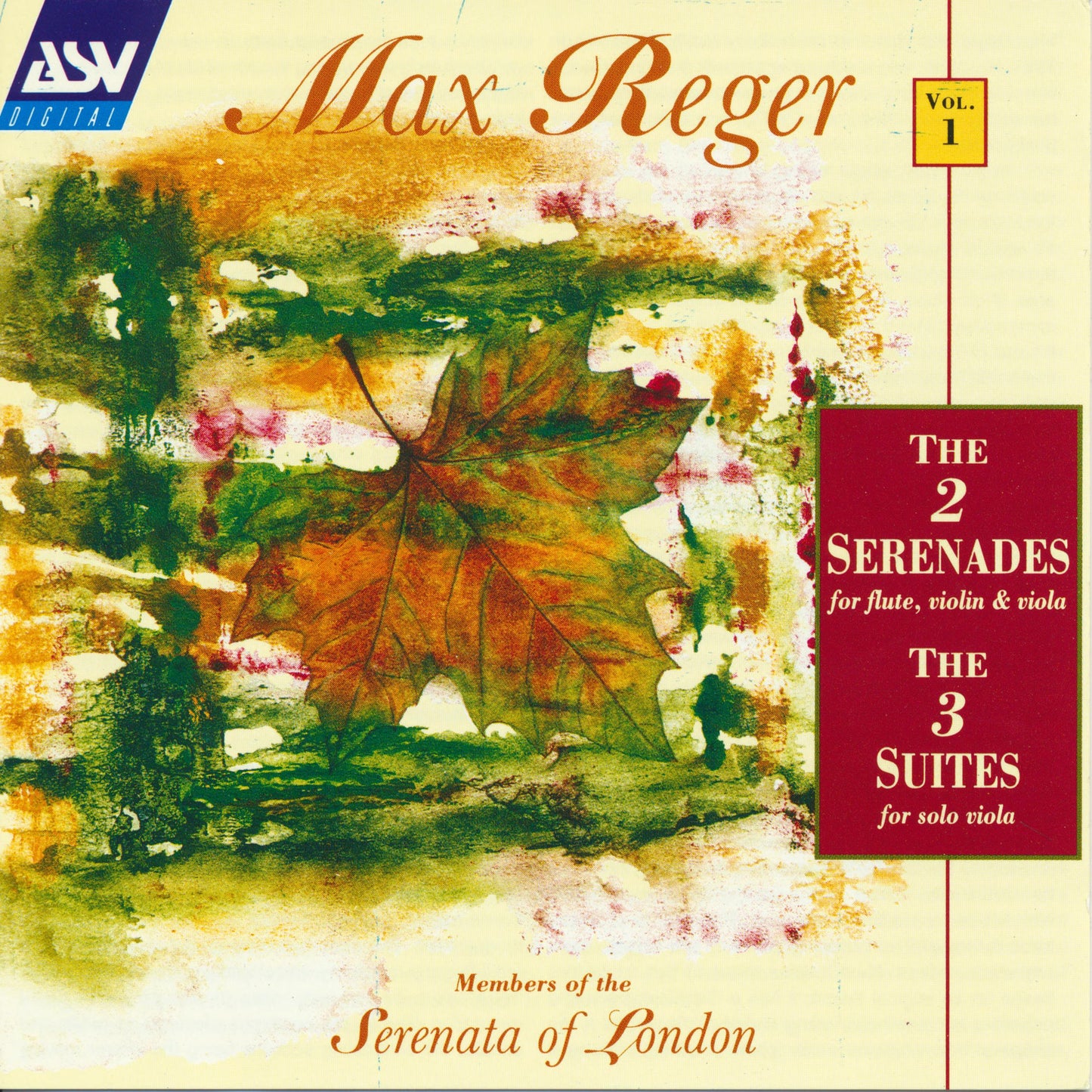 REGER: Vol. 1 - Serenades - The Serenata Of London, Anna Noakes, Barry ...