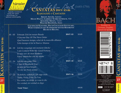 BACH: CANTATAS BWV 83-86 - BACH-ENSEMBLE, HELMUTH RILLING ...