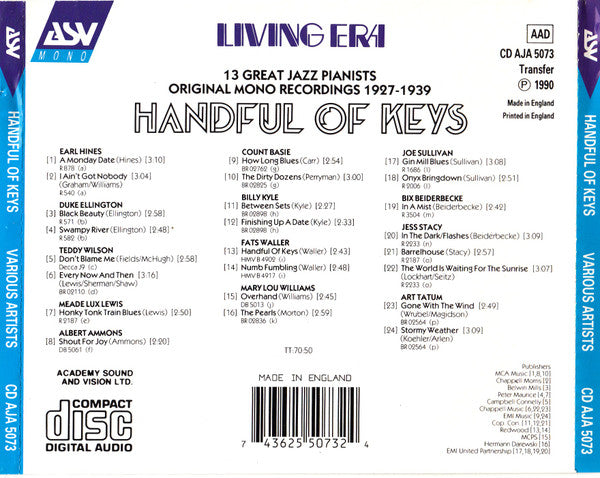 HANDFUL OF KEYS - 13 Great Jazz Pianists – ClassicSelect World