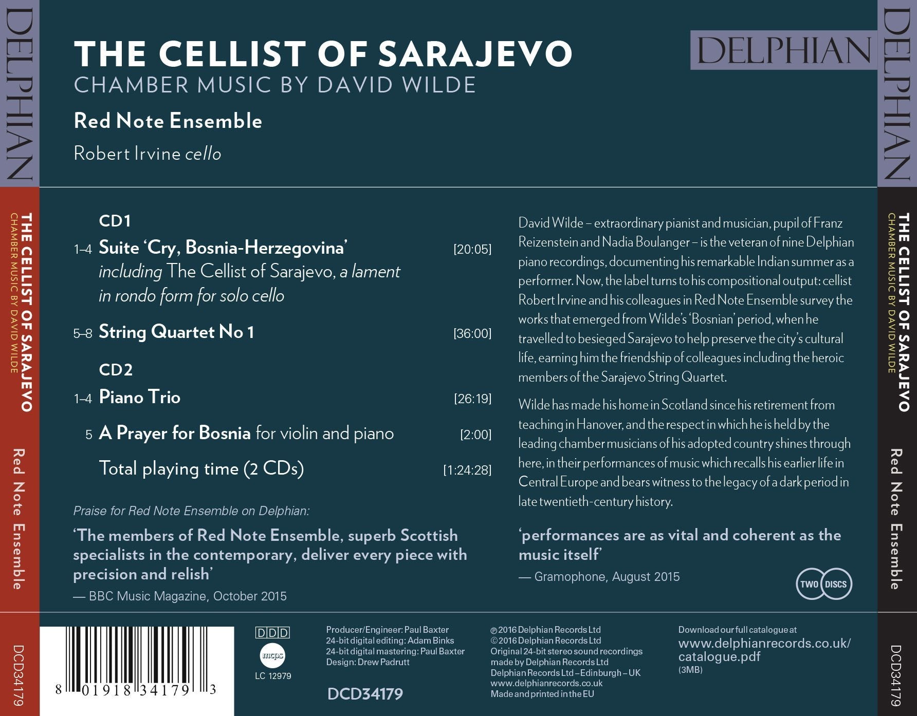 Wilde: The Cellist of Sarajevo (Chamber Music by David Wilde) - Red No ...