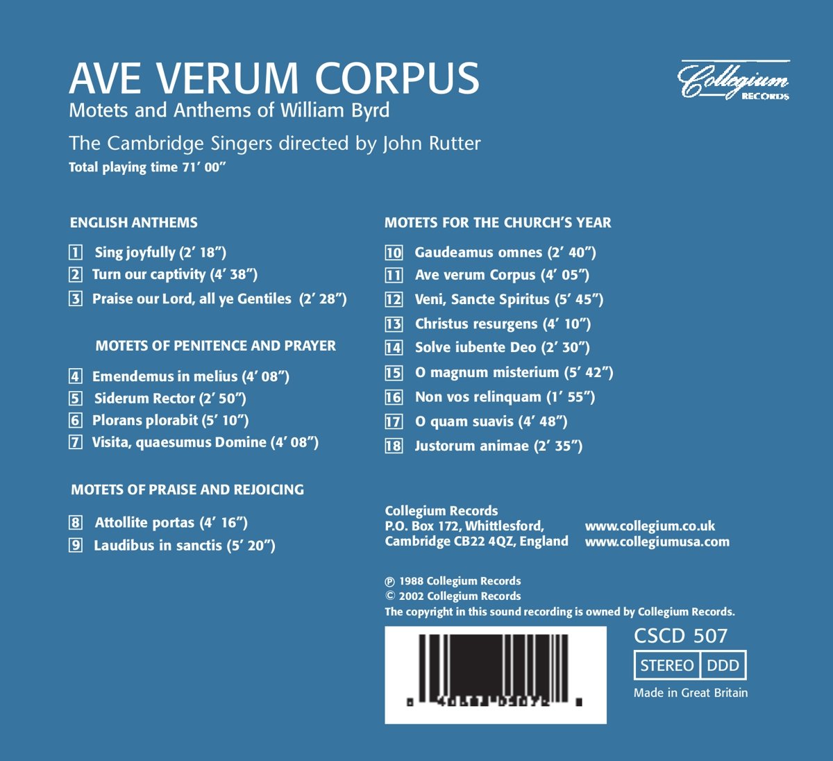 Ave Verum Corpus: Motets and Anthems of William Byrd - The Cambridge S ...