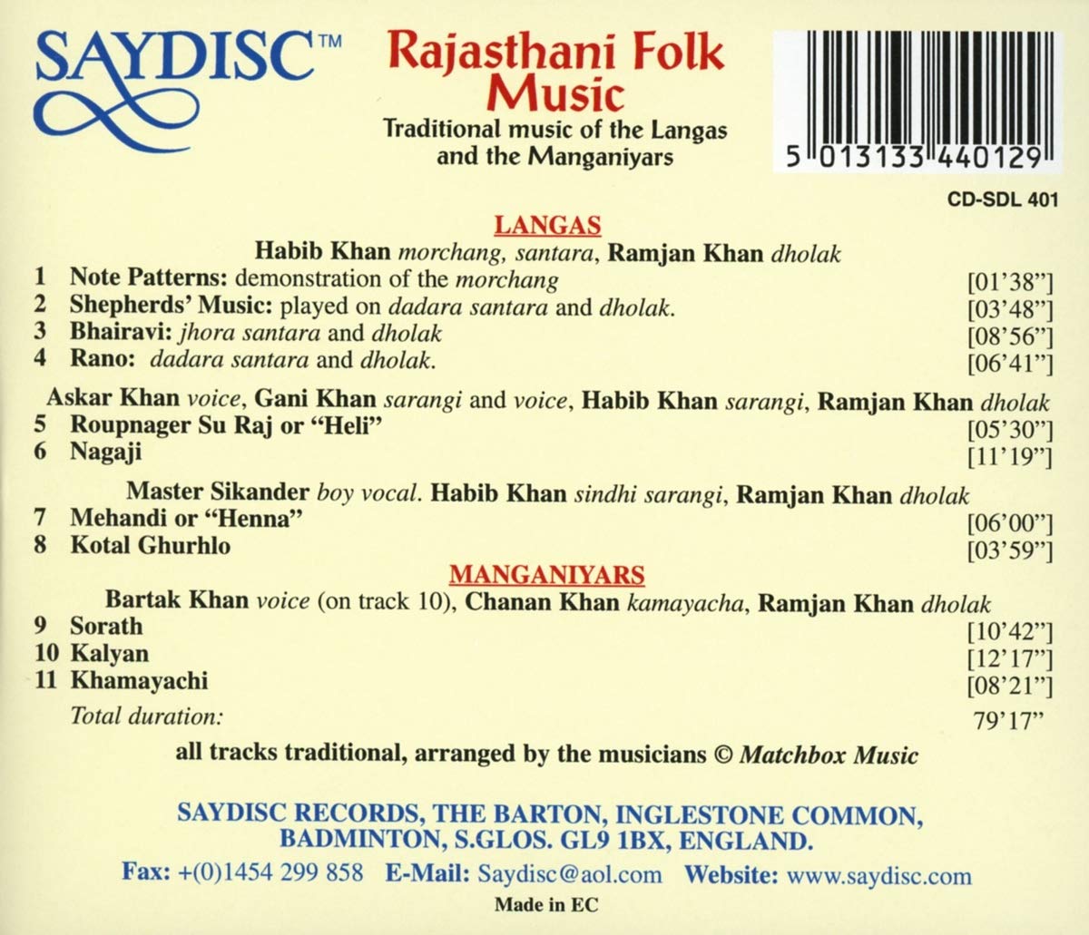 Rajasthani Folk Music: Traditional Music of the Langas and the Mangani ...