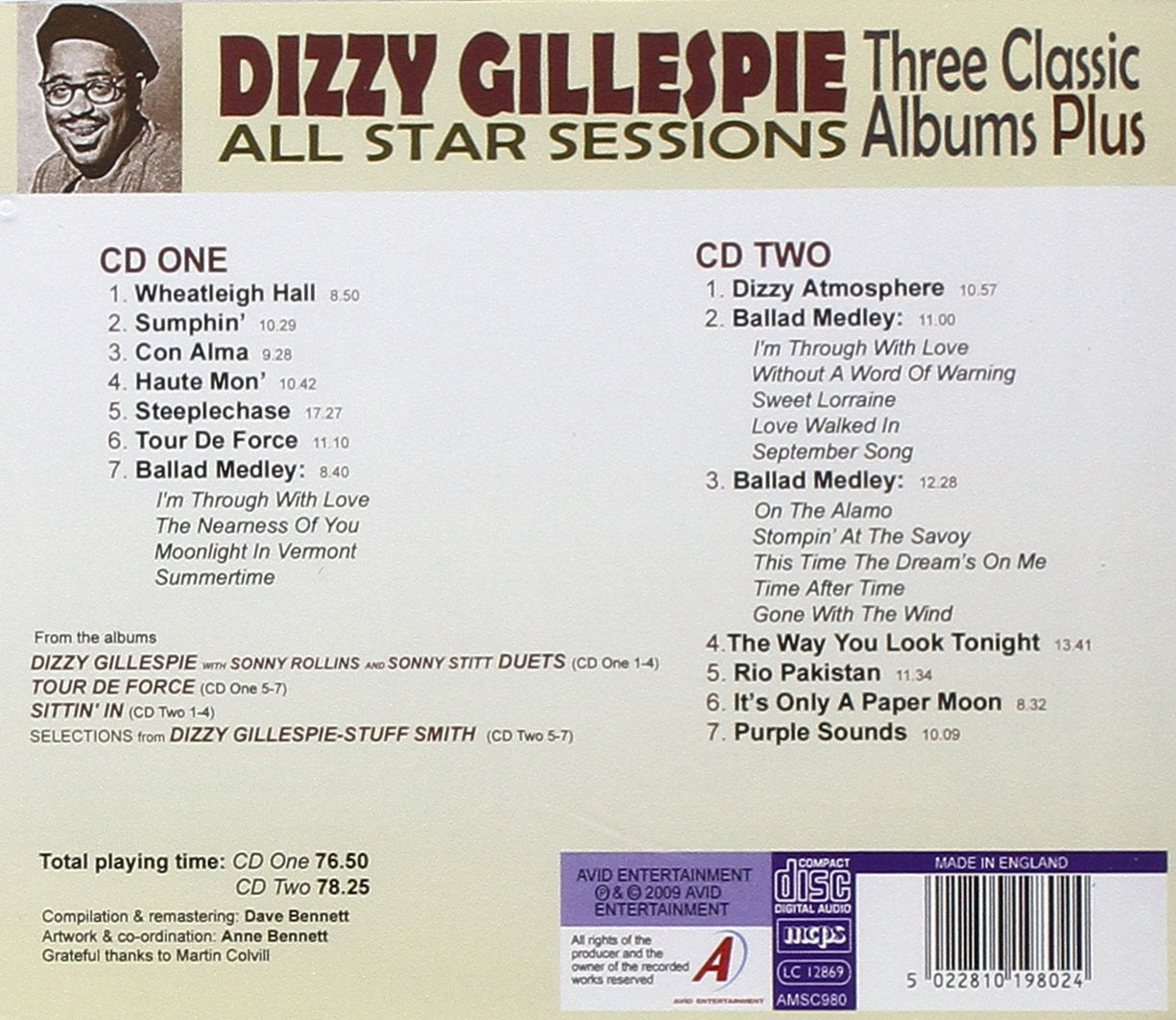 DIZZY GILLESPIE: ALL STAR SESSIONS - THREE CLASSIC ALBUMS PLUS (WITH S ...