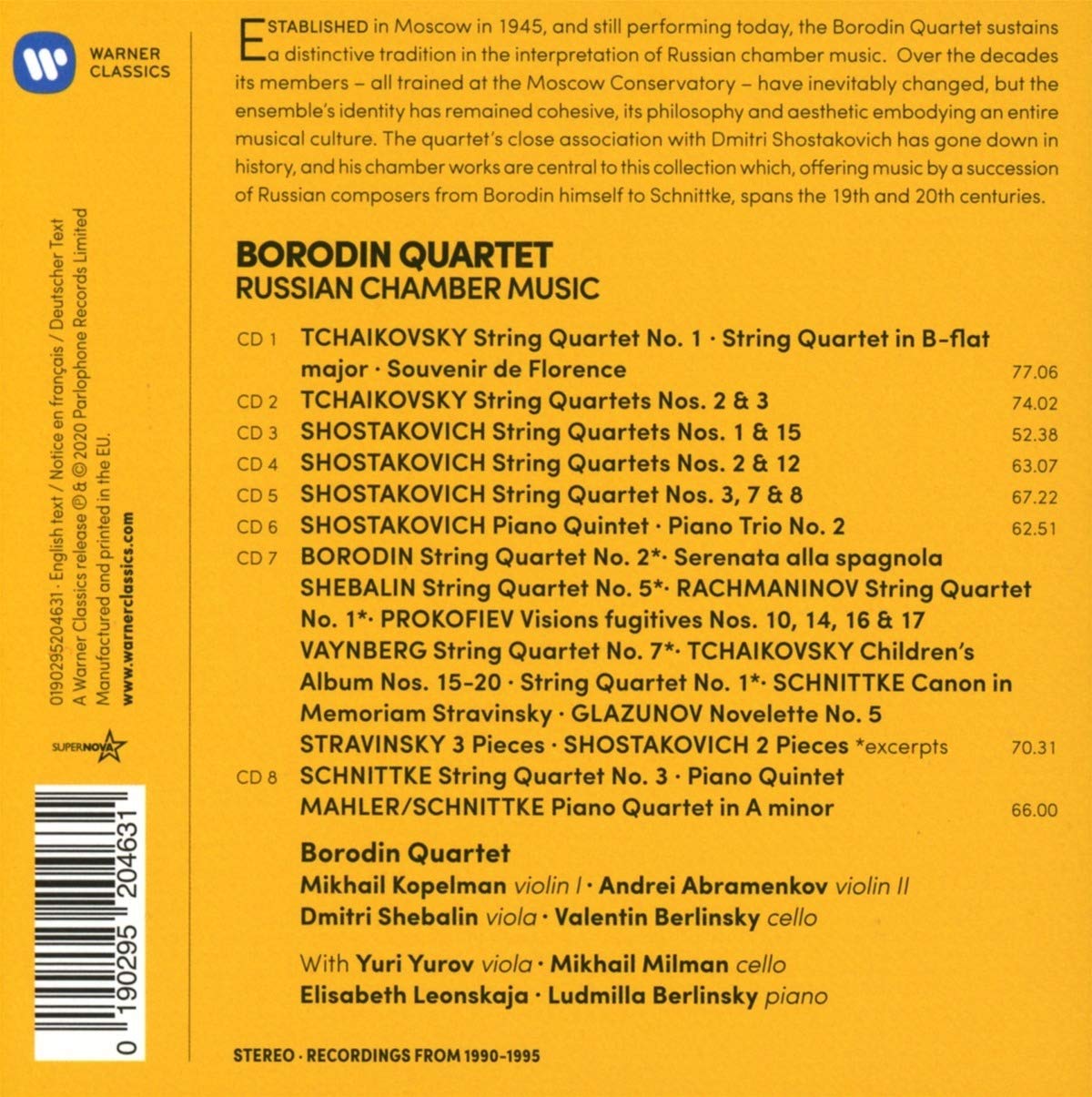 RUSSIAN CHAMBER MUSIC - BORODIN STRING QUARTET (8 CDS) – ClassicSelect World