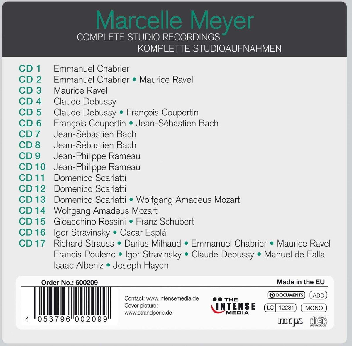 MARCELLE MEYER: COMPLETE STUDIO RECORDINGS 1925-1957 (17 CDS ...