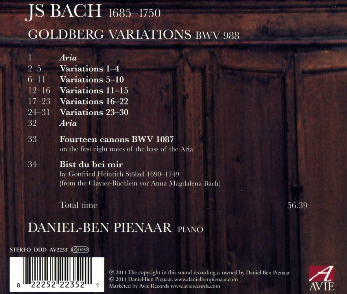 BACH: Goldberg Variations; 14 Canons, BWV 1087 - Daniel-Ben Pienaar ...