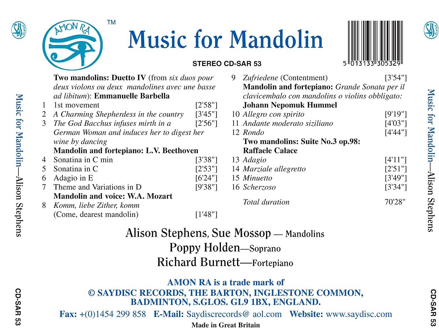 Music for Mandolin: Alison Stephens, Sue Mossop, Poppy Holden, Richard ...