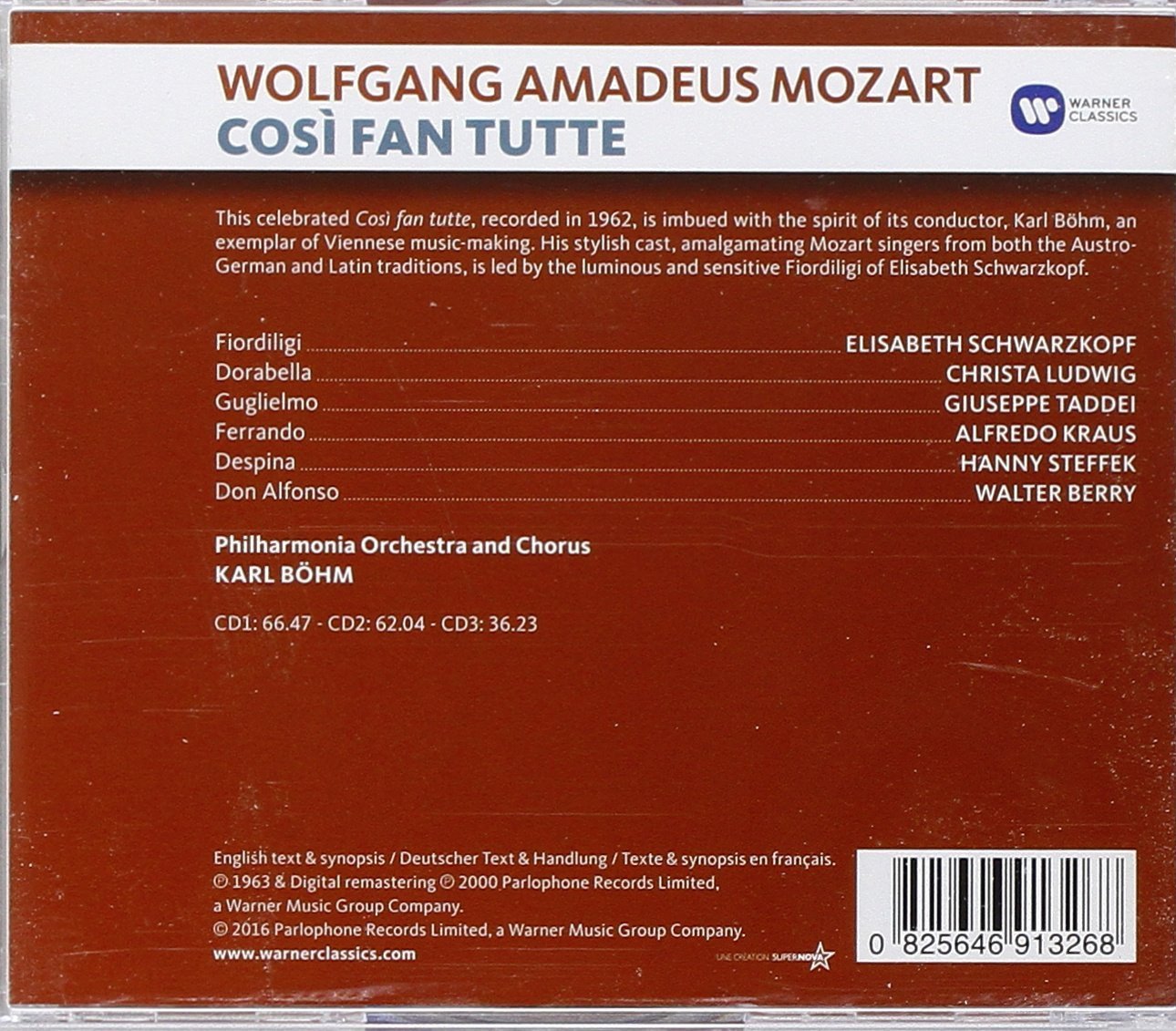 Mozart: Cosi fan tutte - Schwarzkopf, Ludwig, Kraus, Berry, Karl Bohm, – ClassicSelect World