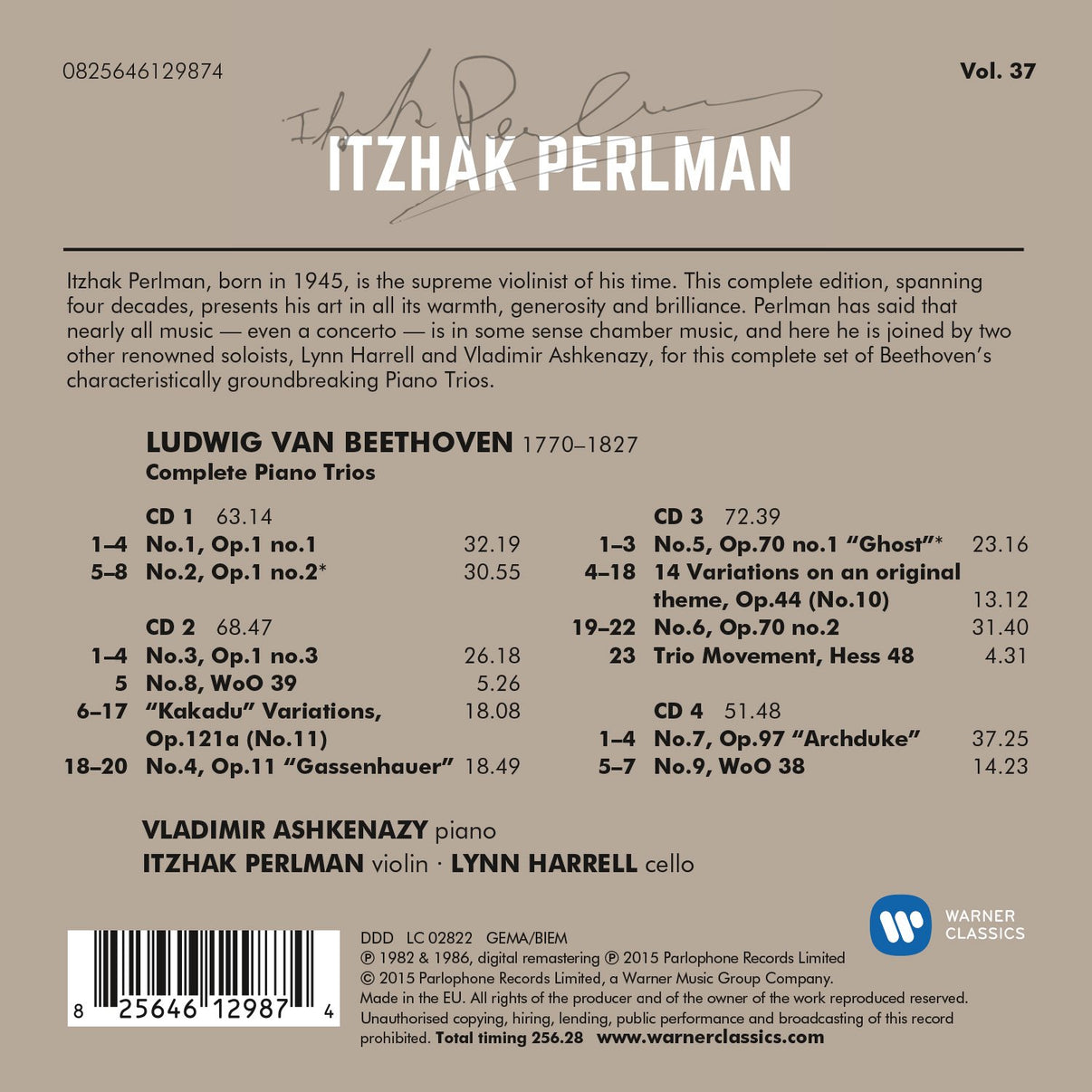 BEETHOVEN: COMPLETE PIANO TRIOS - PERLMAN, ASHKENAZY, HARRELL (4 CDS) – ClassicSelect World
