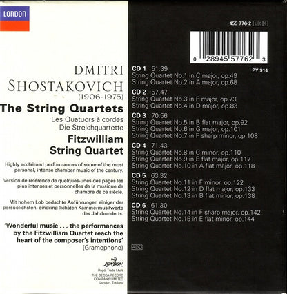 SHOSTAKOVICH: THE STRING QUARTETS - Fitzwilliam String Quartet (6 CDs) – ClassicSelect World